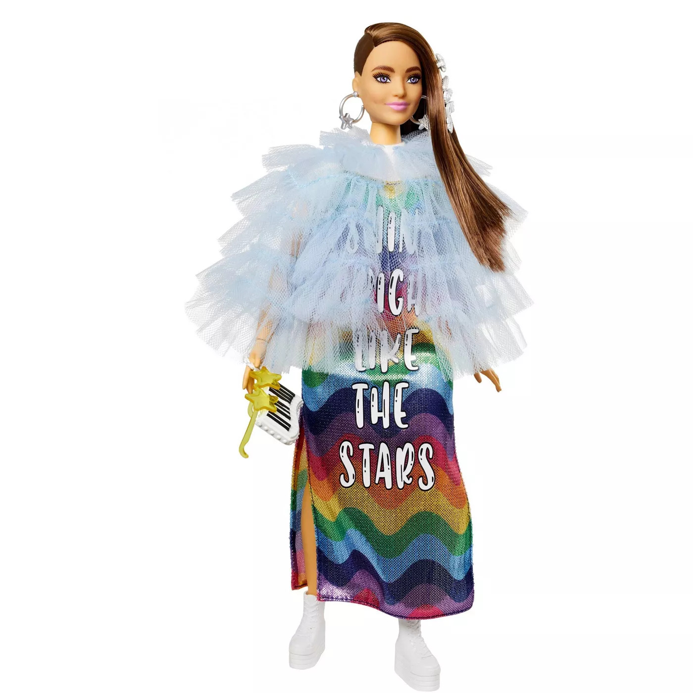 Barbie Extra Doll #9 Ruffle Tulle Coat & Crocodile Toy Gift AU