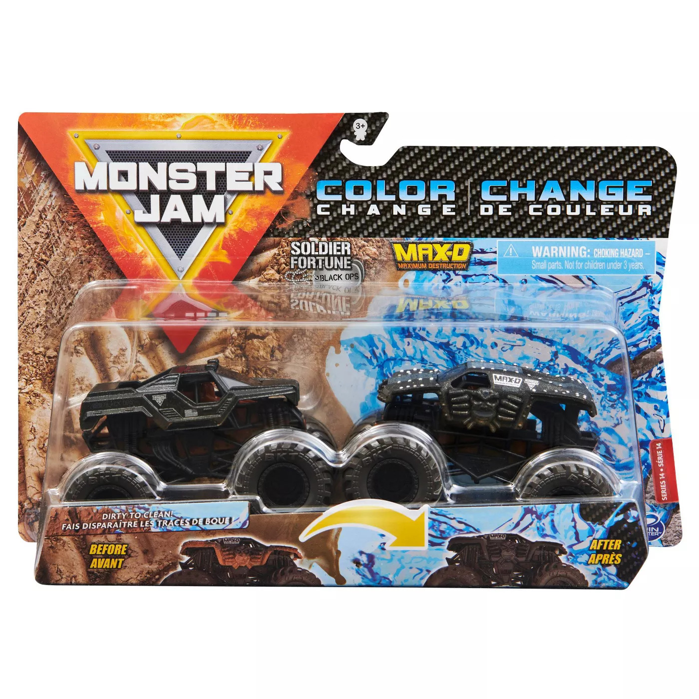 Monster Jam Color Change Soldier Fortune vs Max-D 2 Pack 1:64