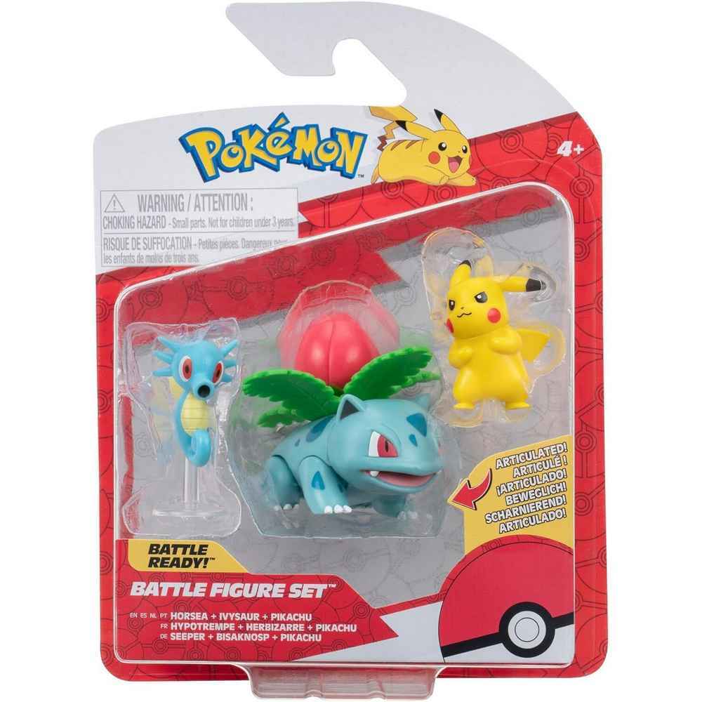 Pokemon Battle Figure Set Horsea + Ivysaur + Pikachu