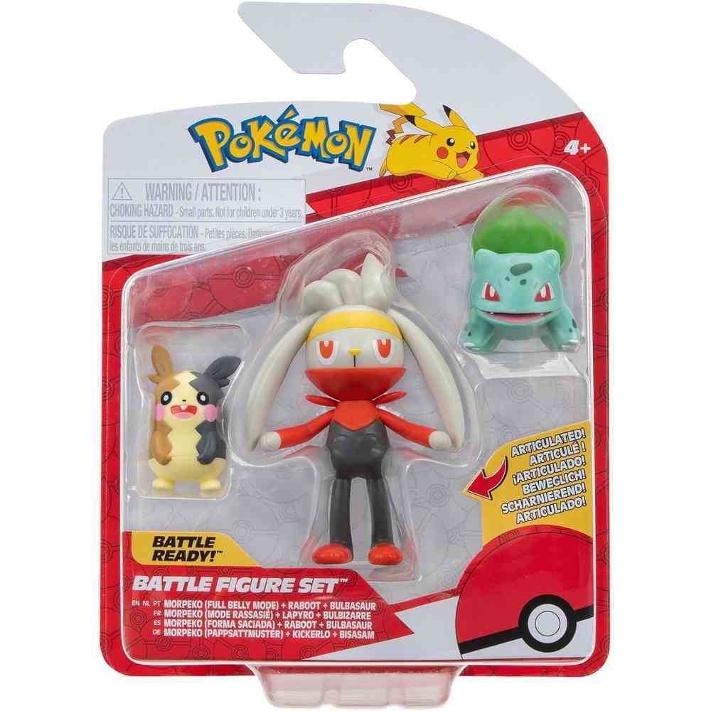 Pokemon Battle Figure Set Monpreko + Raboot + Bulbasaur