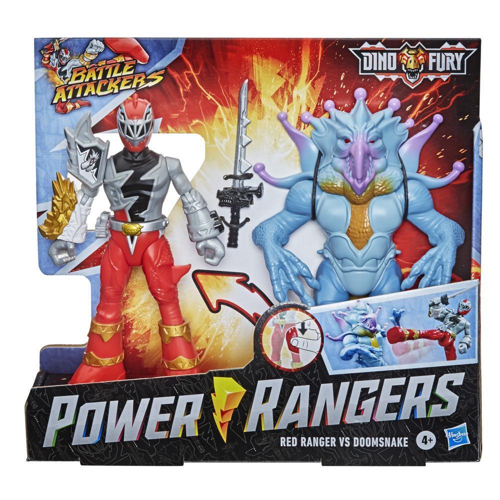 Power Rangers Dino Fury Battle Attackers Red Ranger vs Doomsnake Action ...
